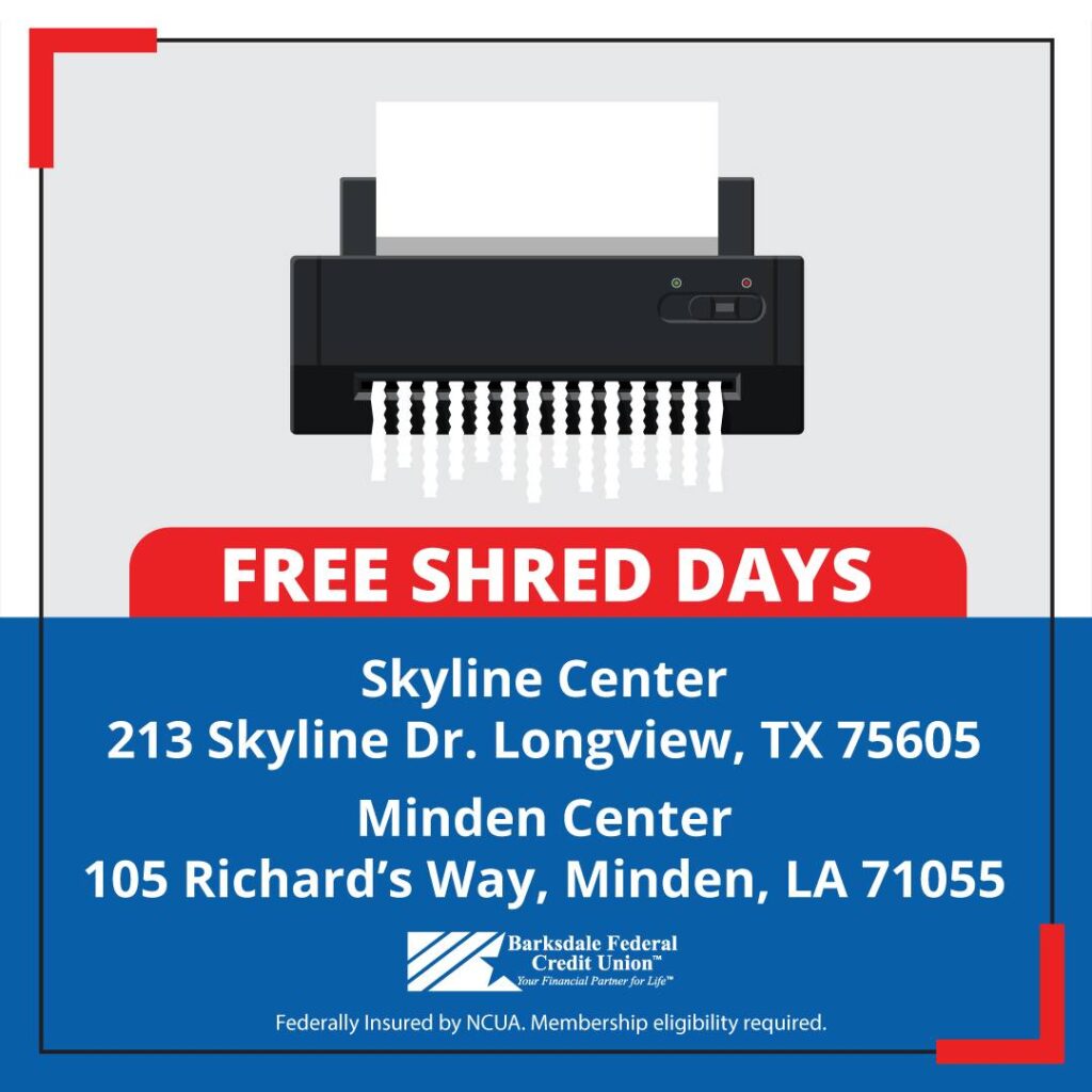 Free Shred Day at Barksdale Federal Credit Union – Greater Minden Chamber